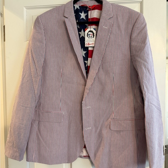 Shinesty | Suits & Blazers | Red White Blue Striped Blazer By Shinesty ...